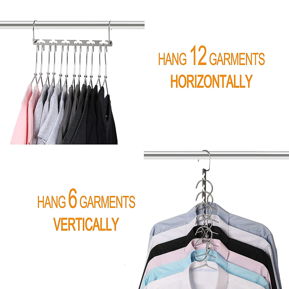 GEFTOL Space Saving Hangers Metal Hanger Magic Cascading Hanger Closet Clothes Organizer(4 Pack)