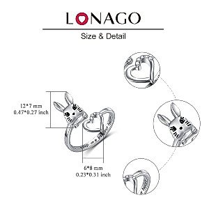 LONAGO Bunny Ring Silver White Bunny Rabbit Ring for Women Birthday Gift (Bunny Size 7)
