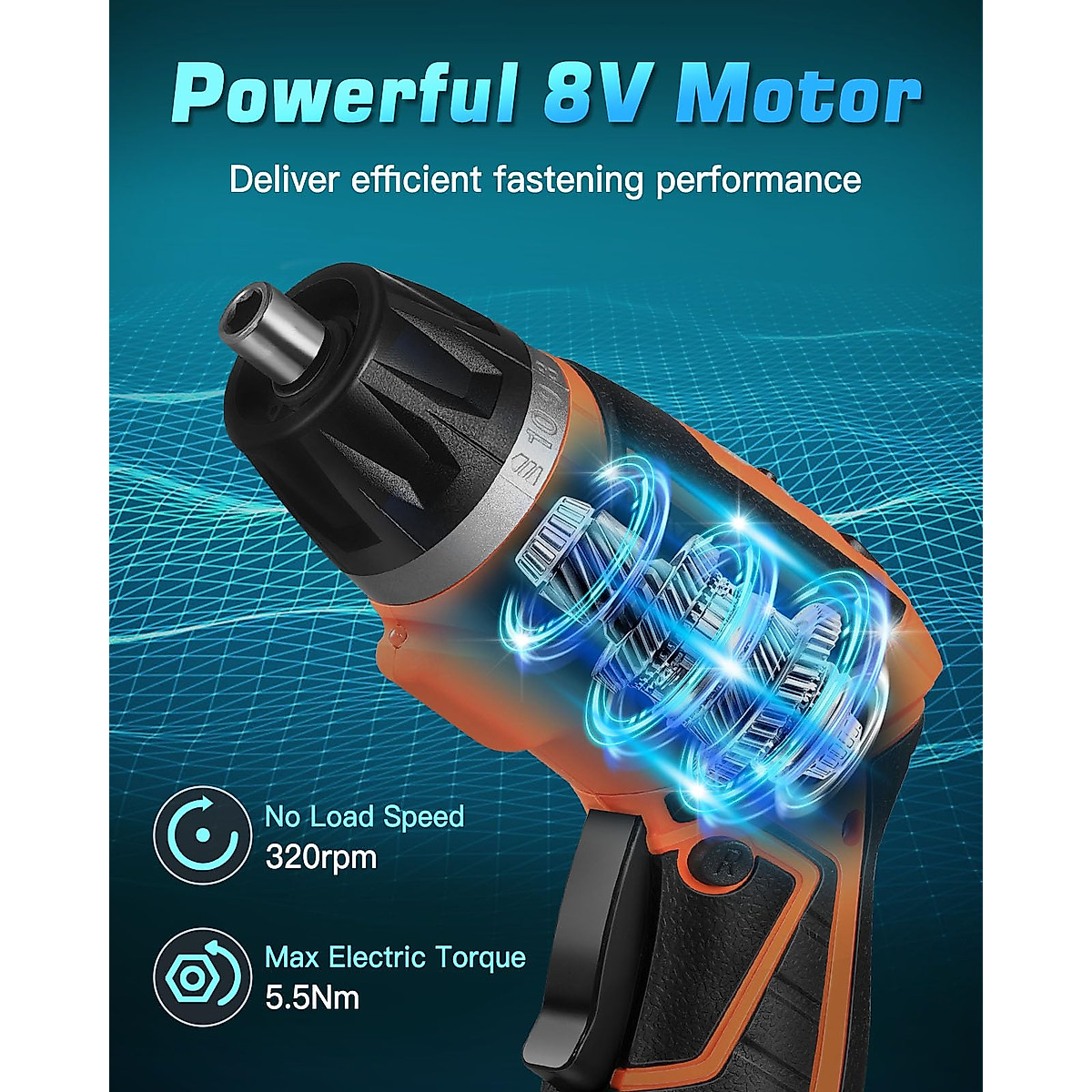 Vastar 8V Cordless Electric Screwdriver, 89Pcs Rechargeable Power Magnetic Screwdriver Kit in Carrying Case, with 10+1 Torque Settings, Dual Position Handle, Battery Indicator, Flexible Shaft, LED