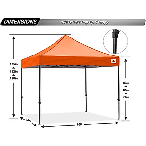 ABCCANOPY Patio Pop Up Canopy Tent 10x10 Commercial-Series (Orange)