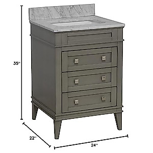 Eleanor 24-inch Bathroom Vanity (Carrara/Weathered Gray): Includes Weathered Gray Cabinet with Authentic Italian Carrara Marble Countertop and White Ceramic Sink
