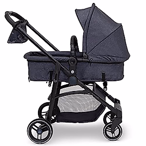 GAP babyGap 2-in-1 Carriage Stroller - Car Seat Compatible - Easy One-Handed Fold - Lightweight Stoller with Oversized Canopy & Reclining Seat - Made with Sustainable Materials, Black Camo