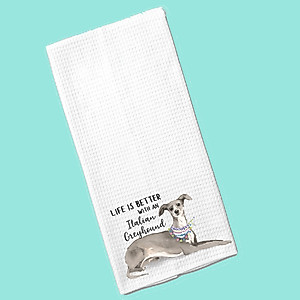 Watercolor Life is Better with an Italian Greyhound Microfiber Kitchen Tea Bar Towel Gift for Animal Dog Lover