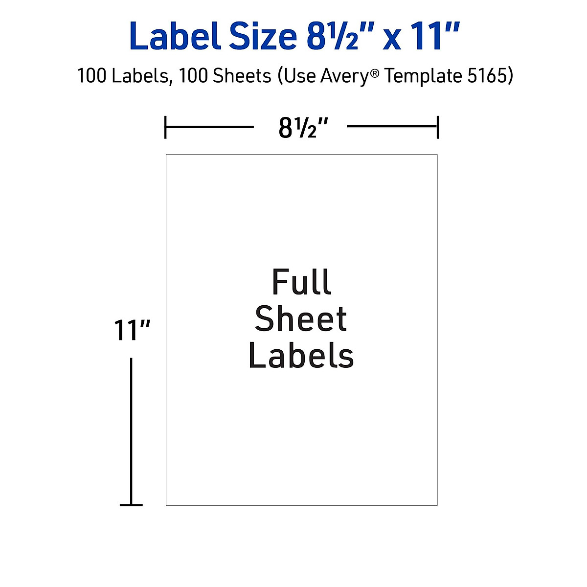 Avery Shipping Address Labels, Laser Printers, 100 Labels, Full Sheet Labels, Permanent Adhesive, TrueBlock (5165), White