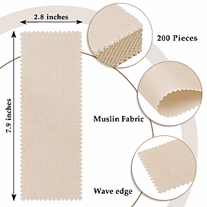 Whaline 200Pcs Fabric Wax Strip Natural Muslin Epilating Wax Strips Facial Hair Removal 7.9 x 2.8 Inch Large Cotton Cloth Precut Waxing Strips for Women Men Body Face Arms Legs Hair Removal