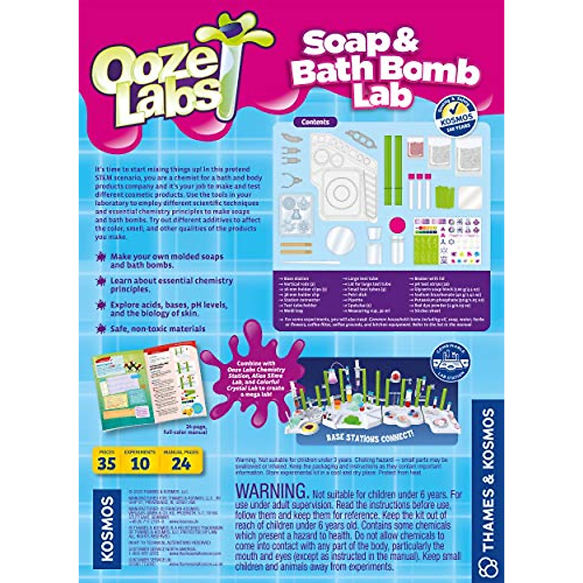 Thames & Kosmos Ooze Labs Soap & Bath Bomb Lab Kit - 10 Cosmetology & Skin Care Experiments | Parents' Choice Award Winner