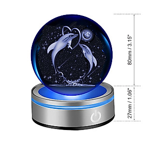 IFOLAINA 3D Dolphin Crystal Ball Night Lights Exquisite Crystal Dolphin Figurines for Bedroom Decor Perfect Dolphin Gifts and Collectibles Dolphin Lovers Gifts for Her Birthday Mothers Day