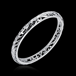 KACON Sterling Silver Bangle Bracelet, Fashion Simple Open Bangles Cuff bracelets for Women