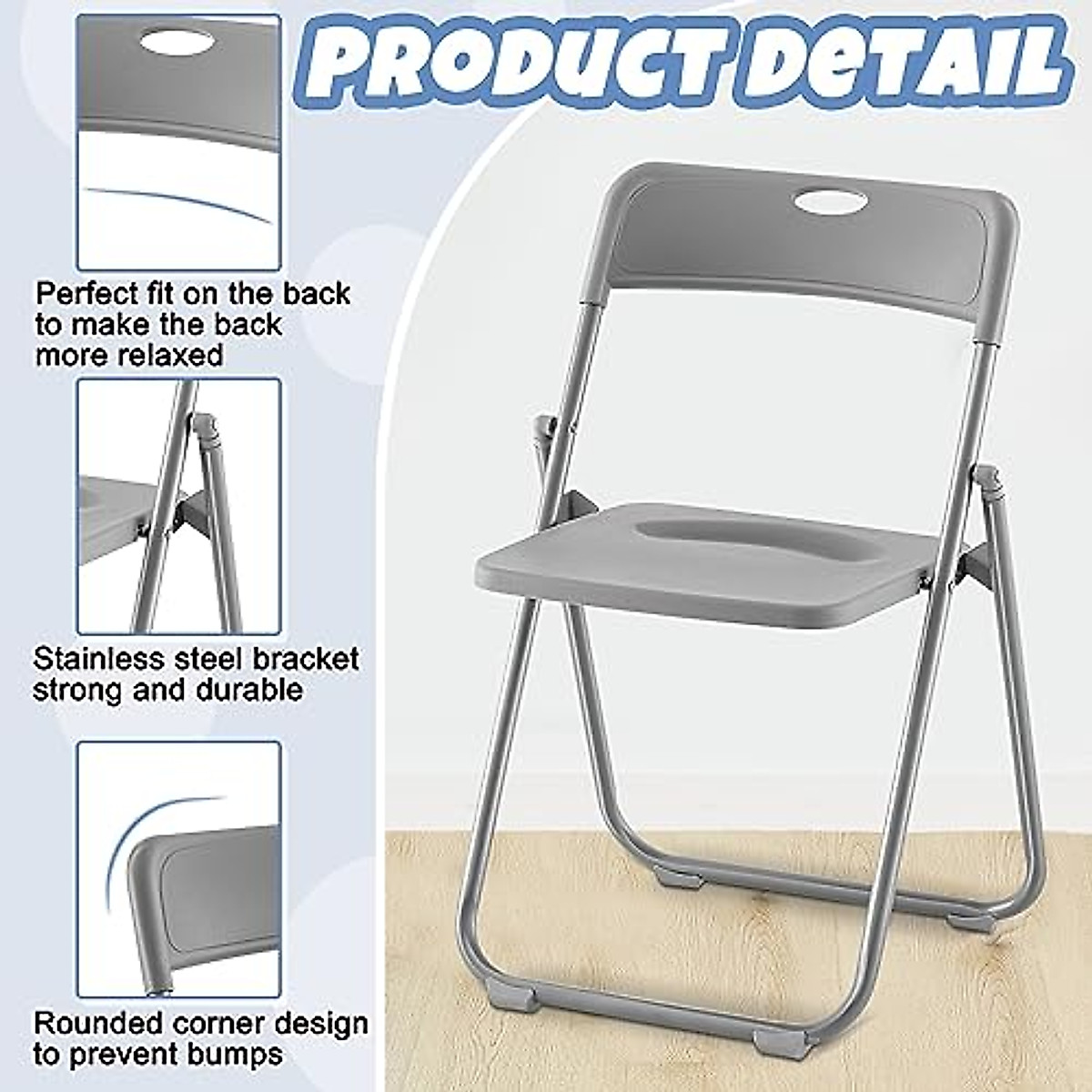 Sintuff 12 Pcs Plastic Folding Chair Steel Folding Dining Chairs Folding Chairs Bulk Fold up Event Chair Portable Commercial Chair with Steel Frame 350lb for Office Wedding Indoor (Gray)