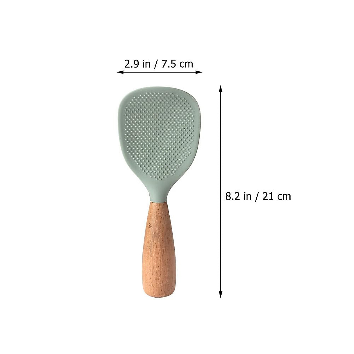 MAGICLULU Silicone Rice Spoon Kitchen Utensils Cooking Ladle Wooden Rice Paddle Rice Spatula Korean Rice Paddle Rice Serving Spoon Scoop Reusable Rice Spoon Wood Tablespoon Handle