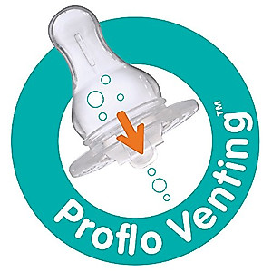 Evenflo Feeding Premium Proflo Vented Plus Polypropylene Baby, Newborn and Infant Bottles - Helps Reduce Colic - Teal/Green/Blue, 4 Ounce (Pack of 6)