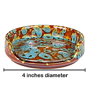 Ceramic Spoon Rest for Kitchen Counter and Stove Top (Marbled Turquoise)