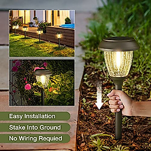XMCOSY+ Solar Pathway Lights Outdoor Waterproof - 6 Pack Solar Garden Lights, Auto On/Off 10/25 Lumen Solar LED Outdoor Lights Warm White, Bubble Glass Solar Lights for Yard Path Lawn Walkway Driveway