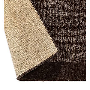 Plow & Hearth Madrid 2'x4' Banded Half Round Fireproof Hearth Rug | Charcoal Brown | 100% Wool Fireplace Mat | Protect Home Décor Hardwood Floor and Carpet from Sparks and Embers Wood Stove