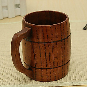 1PC Handmade Wooden 300mL Milk Beer Mug Wine Tea Drink Handcrafted Wood Cup Cap