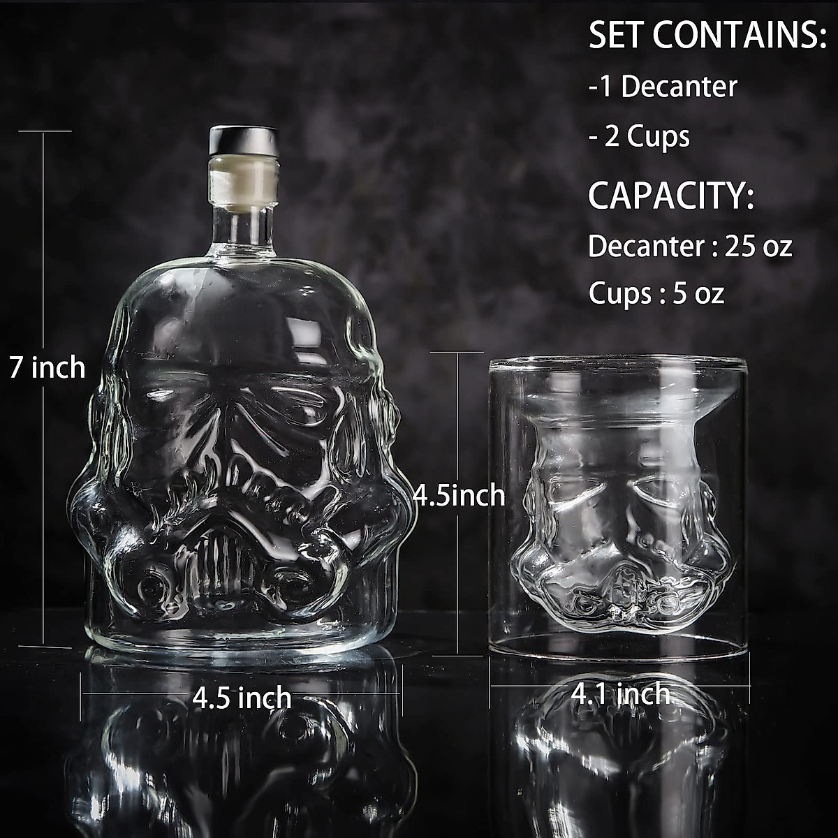 Yingluo Transparent Creative Whiskey Decanter Set With 2 Glasses,Flask Carefe,Whiskey Carafe for Wine,Scotch,Bourbon,vodka,Liquor-750ml Gifts for Men