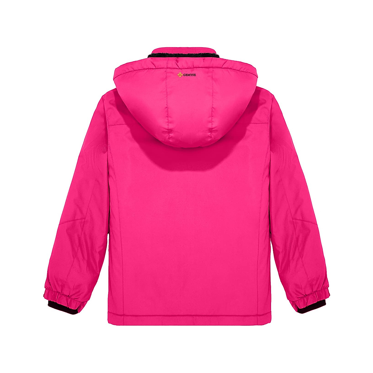 GEMYSE Girl's Waterproof Ski Snow Jacket Fleece Windproof Winter Jacket with Hood (Watermelon Red,6/7)