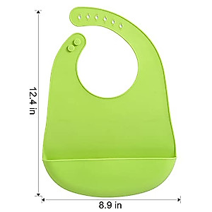 PandaEar 2 Pack Silicone Baby Bibs Super Thin Light Weight for Babies & Toddlers Feeding, Adjustable Silicone Bibs with Food Catcher Pocket, Waterproof, Soft, Unisex, Non Messy (Pink Grey)