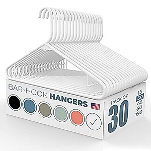 Neaties Plastic Hangers White Standard Plastic Clothes Hanger with Hooks | Heavy Duty Coat Hangers Plastic, Quality Closet Slim Bulk Non-Slip Adult Hangers (30 Pack)
