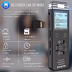 40GB Digital Voice Recorder for Lectures Meetings - Portable Recording Devices with Playback, Line-in, Password, USB Rechargeable