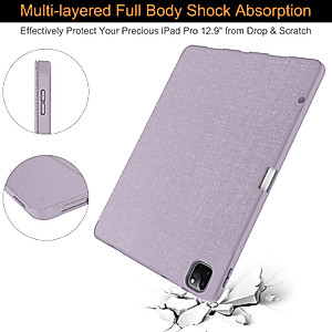 Soke Case for iPad Air 13 Inch M3/M2（2025/2024 & iPad Pro 12.9 Inch 6th/5th (2022/2021) with Pencil Holder - [Full Body Protection + Auto Wake/Sleep],Soft TPU Back Cover, Violet