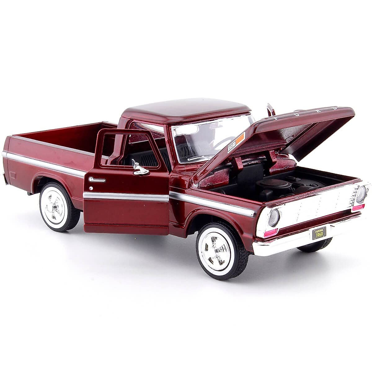 1969 Ford F-100 Pickup Truck Burgundy 1/24 by Motormax 79315 by Motormax