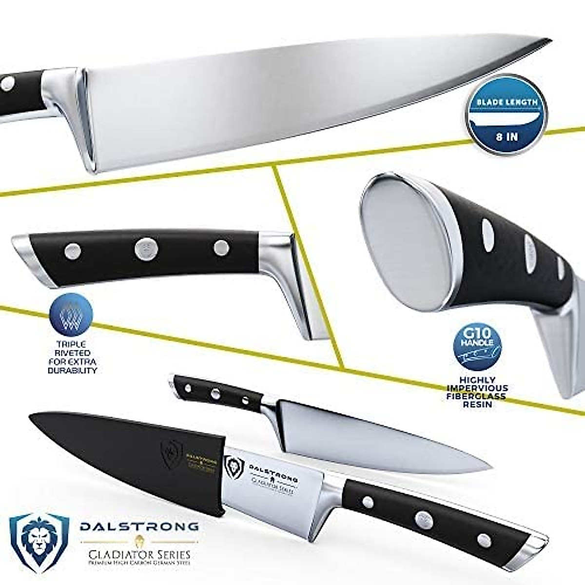 Dalstrong Gladiator Series Elite 8" Chef Knife Bundled with 3.5" Paring Knife