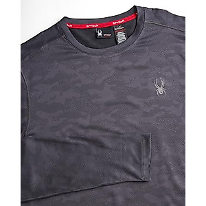 Spyder Men's Active Shirt - Camo Long Sleeve Performance Workout Training Shirt - Lightweight Workout Shirt for Men (S-XL), Size Large, Burnt Charcoal