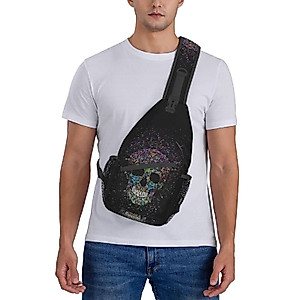 FBCAL Skull And Rose Chest Bags Crossbody Sling Backpack Travel Hiking Daypack for Women Men Shoulder Bag