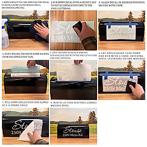 VWAQ Mailbox Address Decal Set of 2 - Insert Street Name & Address Personalized Decals CMB7 (White, 12" W X 4" H)