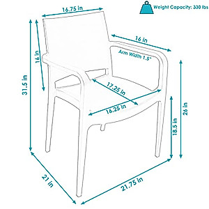 Sunnydaze Landon Plastic Patio Dining Armchair Seat - Modern Design - Deck, Lawn and Garden Seat - Indoor or Outdoor Use - Commercial Grade All-Weather - Red - 4 Chairs