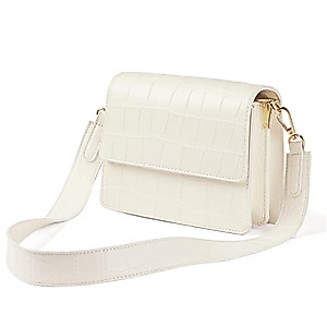 Telena Crossbody Bags for Women Vegan Leather Purses for Women Crossbody Handbag Purse with Adjustable Strap Crocodile White