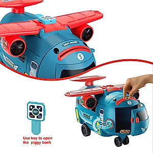 Dwi Dowellin Airplane Car Toy,Steering Wheel Toys for 3 4 5 6 Year Old Boys&Girls with Sound and Light,Toddler Educational Plane Driving Toy Gift for Kids Aged 3+, Blue