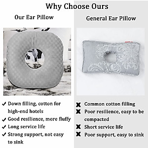 Wuronsa Ear Piercing Pillow for Side Sleepers with an Ear Hole for CNH and Ear Pain Ear Inflammation Pressure Sores, Cotton O-Shaped Side Sleeping Pillow, Ear Guard Pillow