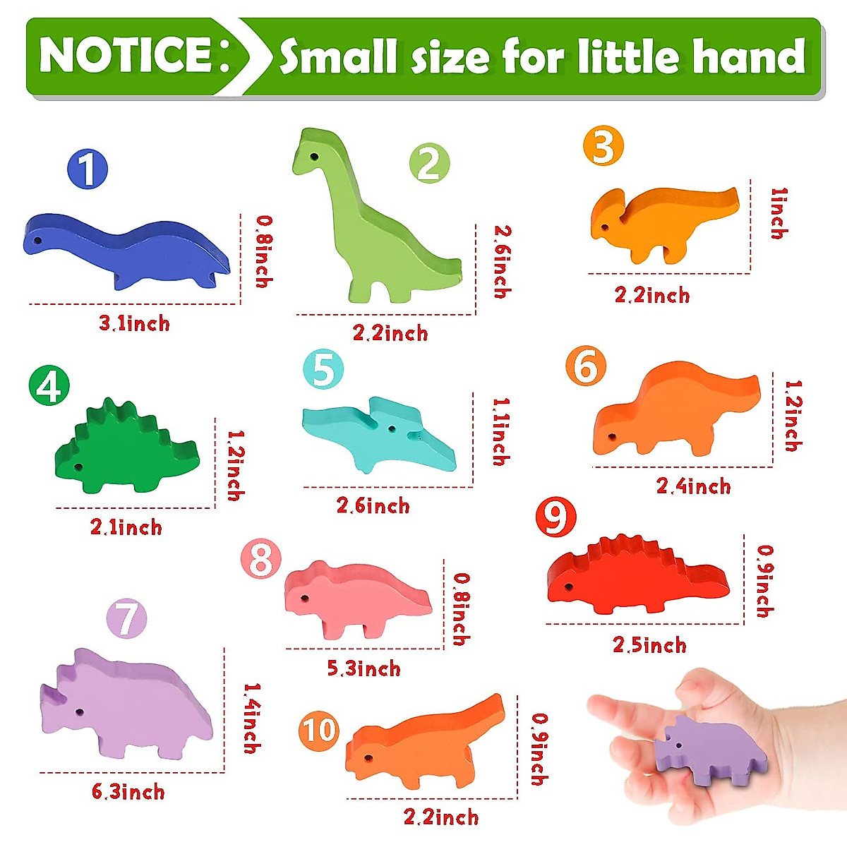 HahaGift Dinosaur Toys for Kids 3-5 Year Old Boys Gifts, Wooden Stacking Toddler Toys for 2 3 4 5 6 Year Old Boys Toys, Montessori Learning Toys Age 2-6 Year Old Boys Christmas & Birthday Gifts!