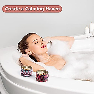 TODAYEER Gifts for Women Christmas - Grandma Gifts - Birthday Gifts for Women - Funny Wine Tumblers Rose Gold and Candles 2 Pack and Bath Loofah XL Bath Set - Mom Sister Friends Grandma Gifts