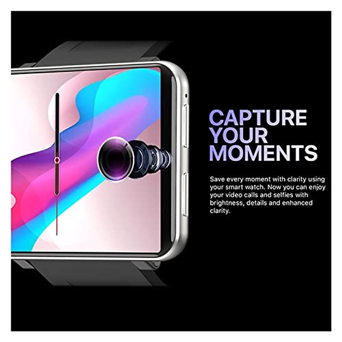 2.86 Big Screen Smart Watch Men Women 4G Call Video Chat Smartwatch Support SIM Card and WiFi GPS Watches (Color : DM100 Black, Size : 1G add 16G)