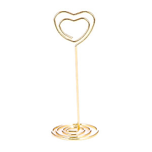 BuRuiJi 20PCS Table Number Holders,3.35 inch Place Card Holders,Table Number Stands,Table Card Holder, Photo Picture Holders for Centerpieces, Wedding, Party, Birthday (Heart Shaped-Gold)
