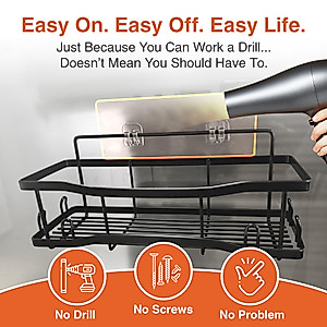 Shower Caddy Bathroom Shelves, The Athena Silken Black 4 Set, 40LB Capacity, Adhesive Tape - No Drill-Rustproof -Gorgeous Powder Coated 304 Stainless Steel Shower Organizer for kitchen and Home Decor