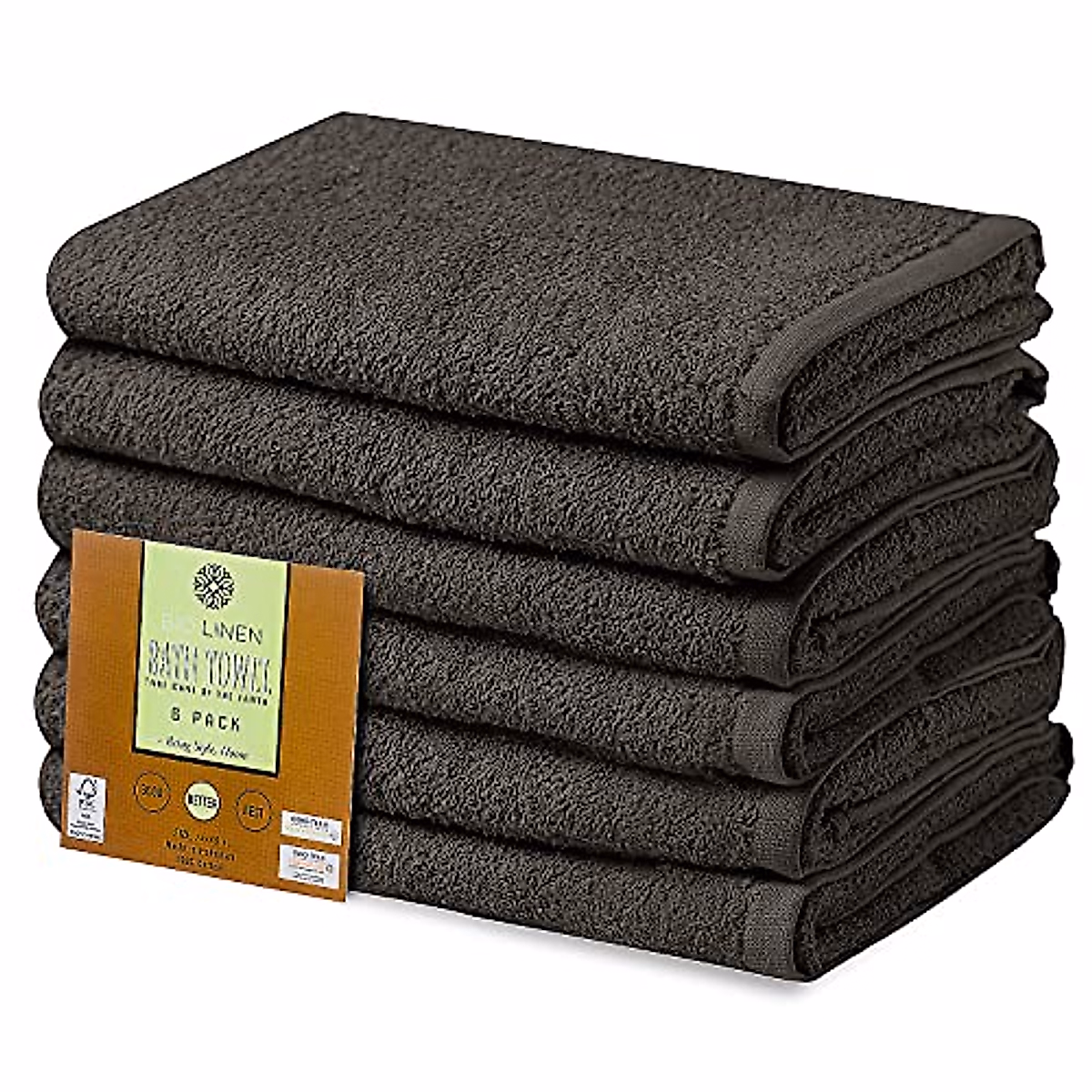 Cotton Bath Towels Set Grey 24" x 48" Pack of 6 Ultra Soft 100% Cotton Bath Towel Charcoal Grey Highly Absorbent Daily Usage Bath Towel Ideal for Pool Home Gym Spa Hotel