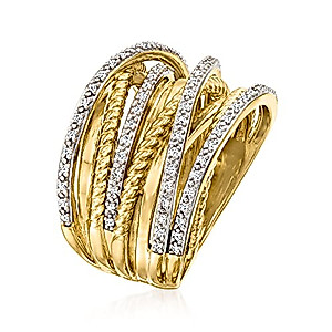 Ross-Simons 0.25 ct. t.w. Diamond Highway Ring in 18kt Yellow Gold Over Sterling Silver. Size 7
