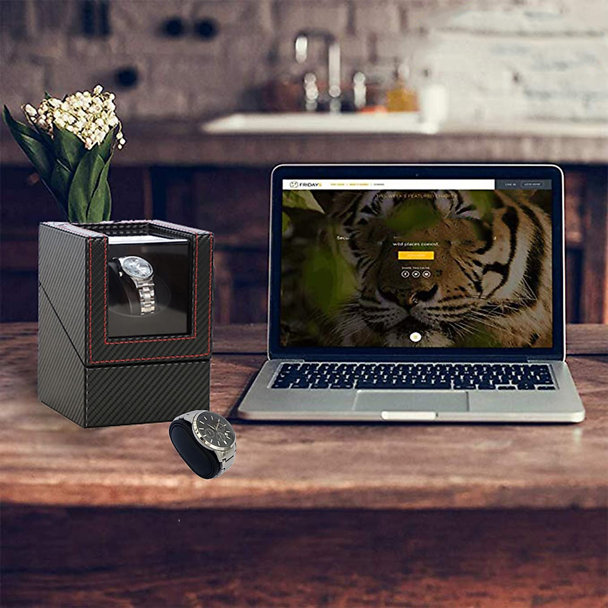 Aokelily Watch Winder Sponge Watch Pillows Replacement, Carbon Fiber PU Leather, Set of 4 Watch Pillows Replacements for Watch Cases Storage Organizer (Black PU)