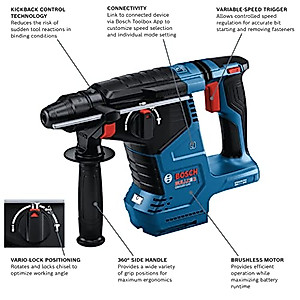 BOSCH GBH18V-24CN 18V Brushless Connected SDS-plus® Bulldog™ 1 In. Rotary Hammer (Bare Tool)