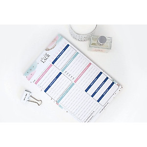 bloom daily planners Double Sided Daily Planning System Tear Off to-Do Pad - Undated Checklist Notepad Organizer with Perforated Sheets - 6" x 9" - Plan With Laur