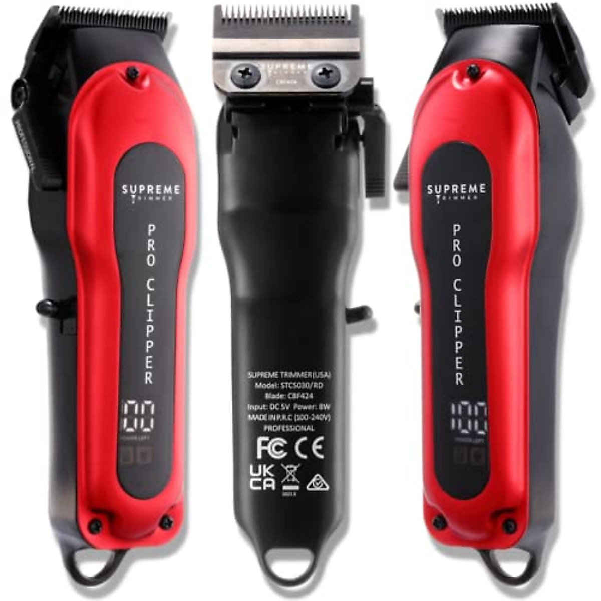 Supreme Trimmer Hair Clipper STC5030 Professional Clipper Set (300 Min Run Time) Cordless Beard Trimmer, Red Pro Clipper Fade Blade