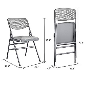 Cosco Products COSCO Ultra Comfort Commercial Fabric and Resin Mesh, Gray, 4-Pack Folding Chair, 4 Pack