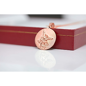 14k Saint Michael Protect Us Coin Charm Pendant in Rose Gold