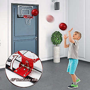 Amy&Benton Mini Basketball Hoop Indoor for Kids Small Basketball Goal Over The Door Nerf Basketball Hoop Dunking Proof on Wall for Room Bedroom Office
