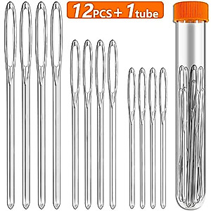 OIATAIO-12 PCS Large-Eye Blunt Needles, Stainless Steel Yarn Knitting Needles, Sewing Needles for Hand Sewing, Crafting Knitting Weaving Stringing Needles, Perfect for Finishing Off Crochet Projects