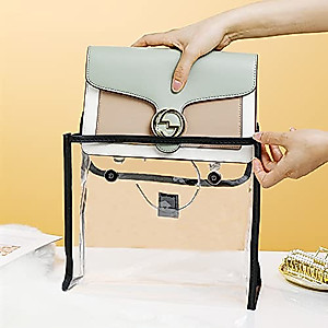 Hanging Handbag Organizer, PVC Purse Storage Bag Dustproof, Space-Saving Handbag Protector with Joinable Design, 4 PCS (Transparent black border, 4PCS (S+M+L+XL))